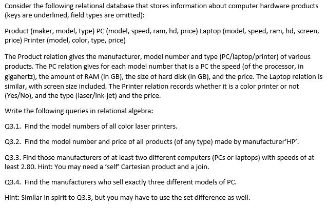 Solved Consider the following relational database that | Chegg.com