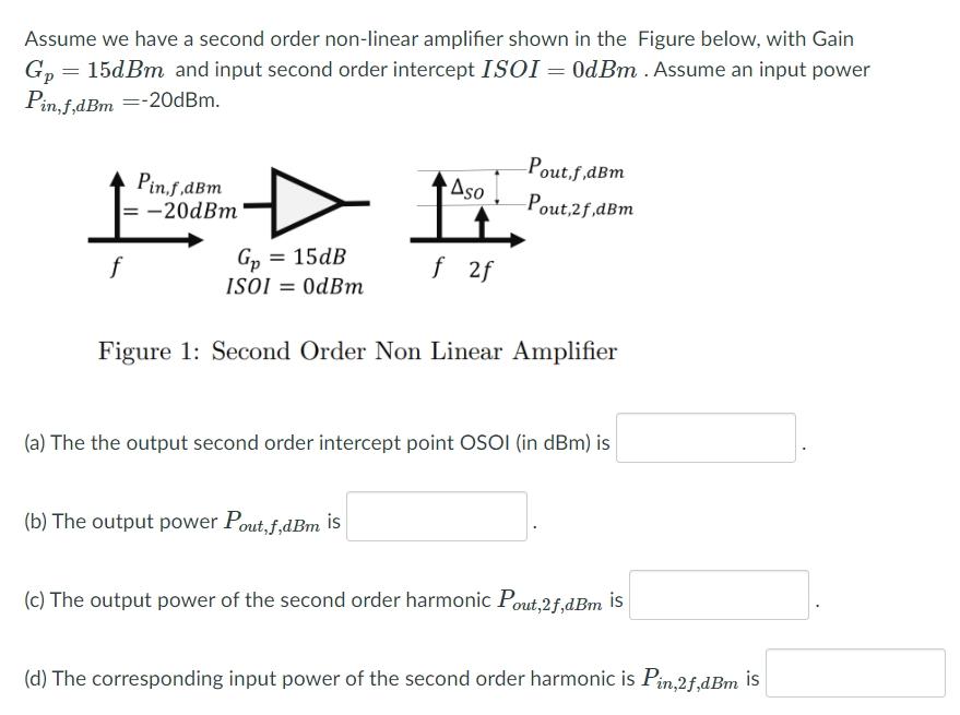 Assume we have a second order non-linear amplifier | Chegg.com