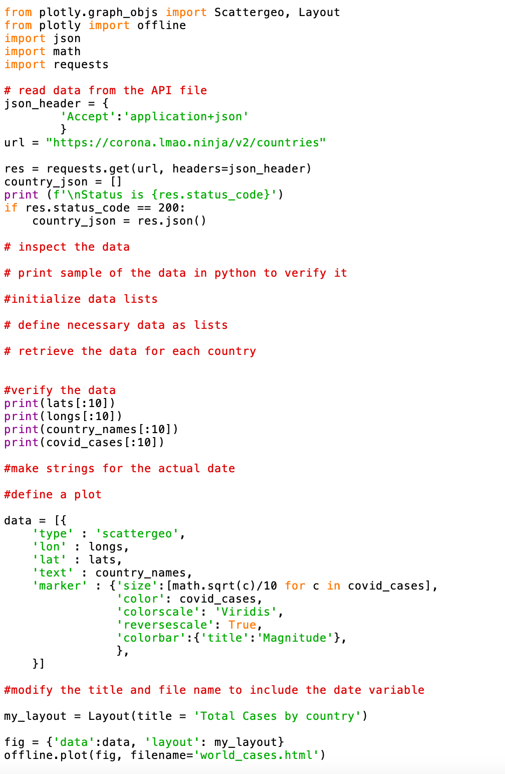 Task 2 Plot the world covid cases on the Map with | Chegg.com
