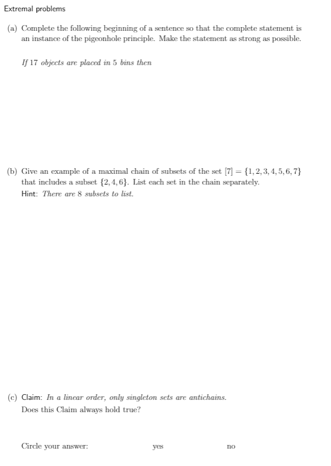 Solved Extremal problems (a) Complete the following | Chegg.com