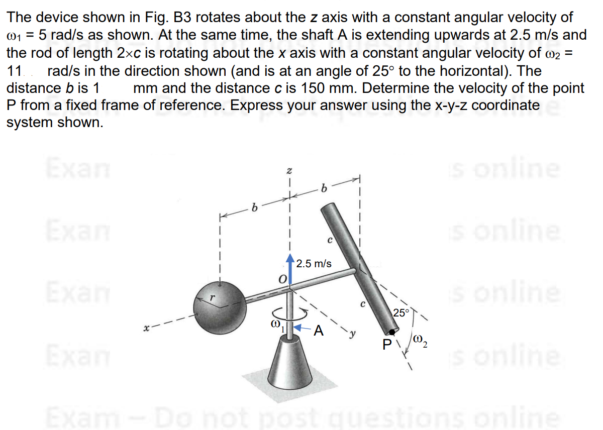 Solved The device shown in Fig. B3 rotates about the z axis | Chegg.com