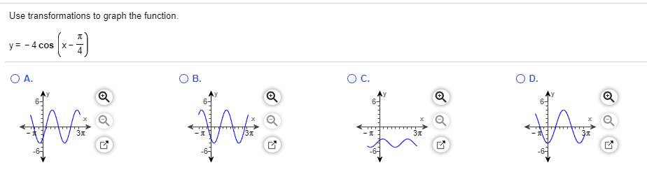 Solved Use transformations to graph the function. y=-4cos | Chegg.com