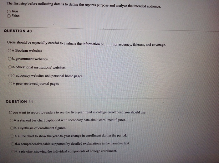 Solved The first step before collecting data is to define | Chegg.com