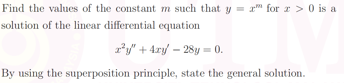 Solved = xm for x > 0 is a Find the values of the constant m | Chegg.com