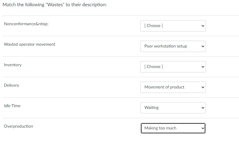 Solved Match the following "Wastes" to their description: | Chegg.com
