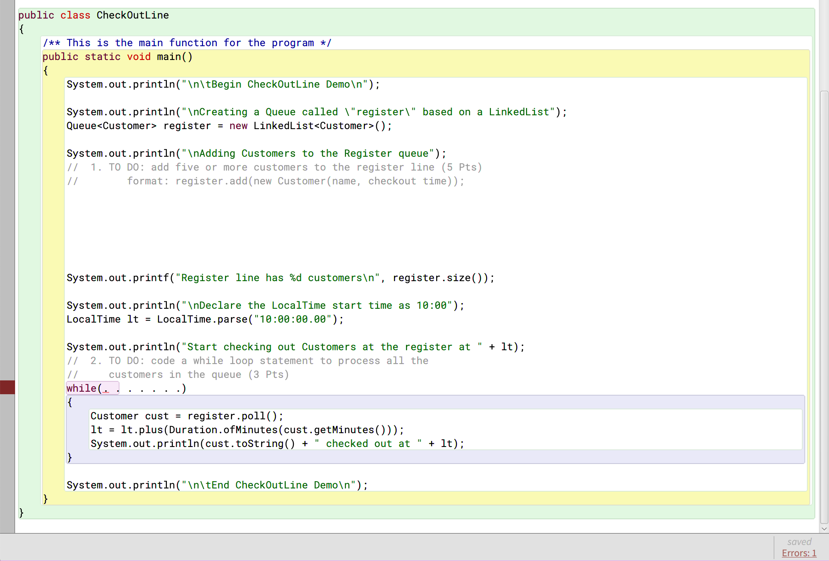 Solved Need help with this java. Need the "the do sections" | Chegg.com
