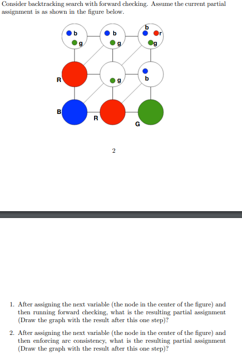 Consider backtracking search with forward checking. | Chegg.com