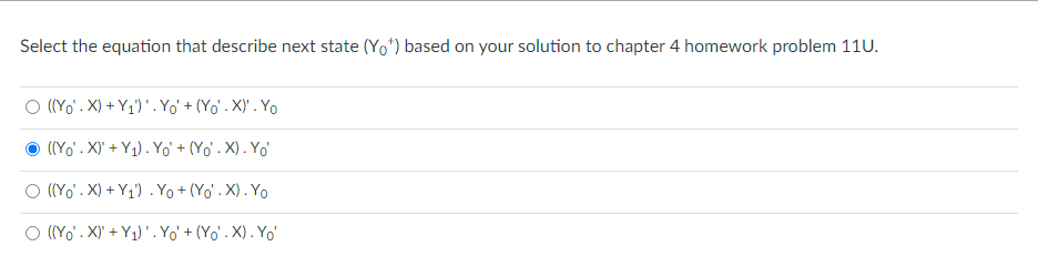 Solved Select the equation that describe next state (Yo*) | Chegg.com