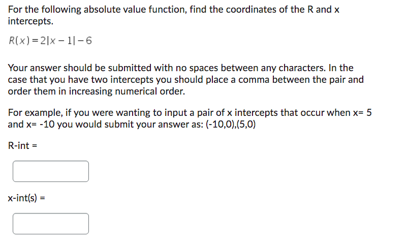 Solved For the following absolute value function, find the | Chegg.com