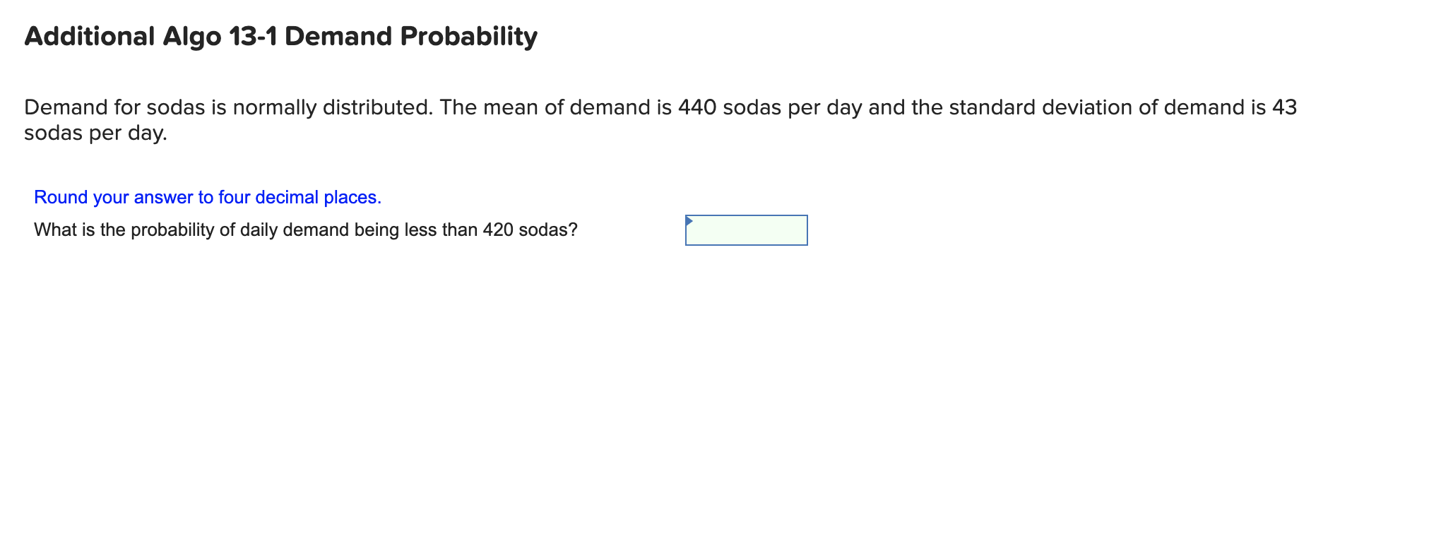Solved Additional Algo 13-1 Demand Probability Demand for | Chegg.com