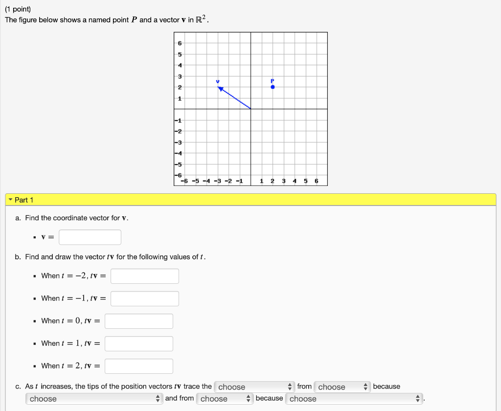 Solved (1 point) The figure below shows a named point P and | Chegg.com