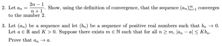 Solved 2. Let an=n+12n−1. Show, using the definition of | Chegg.com