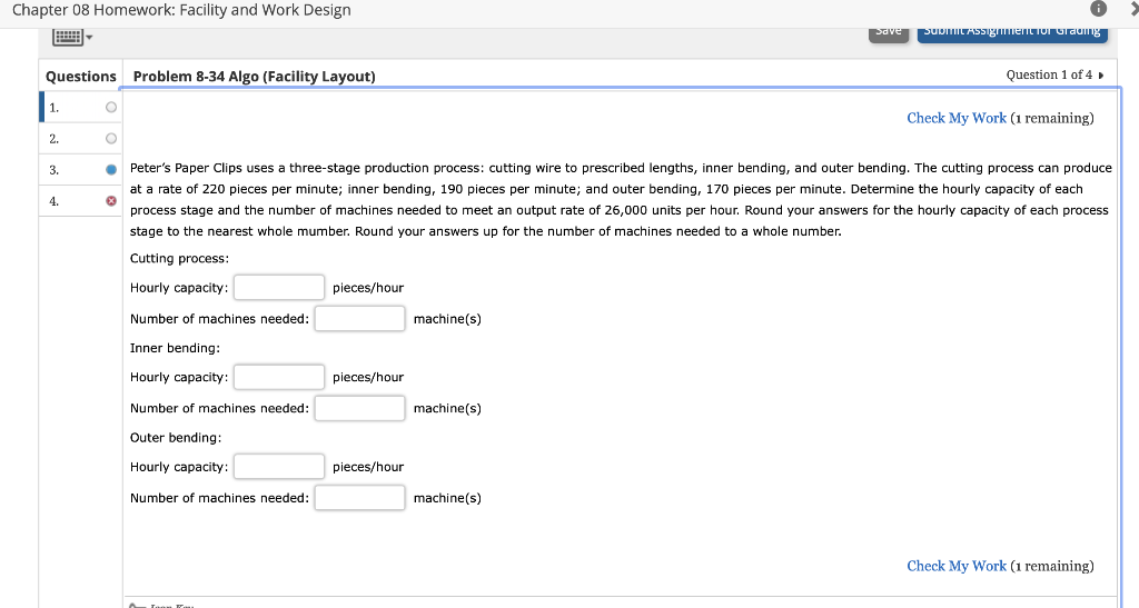 Solved Chapter 08 Homework: Facility and Work Design | Chegg.com
