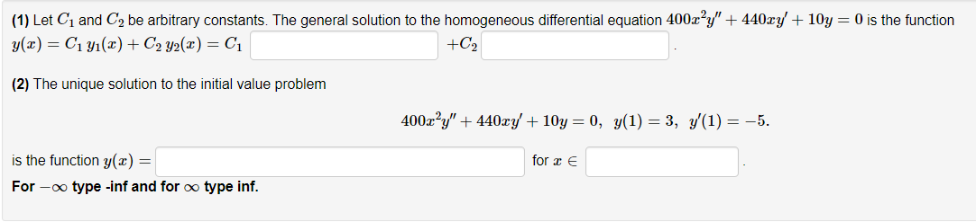 Solved (1) ﻿Let C1 ﻿and C2 ﻿be arbitrary constants. The | Chegg.com