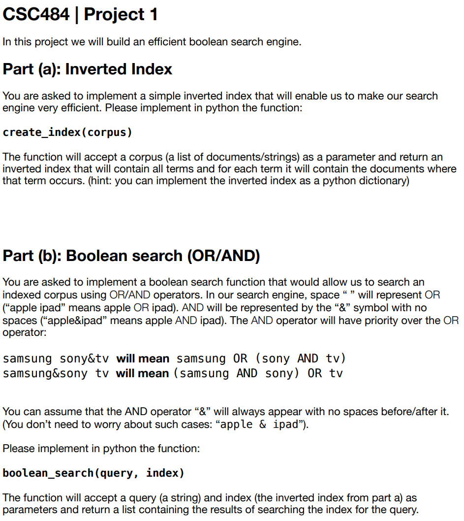Solved In this project we will build an efficient boolean | Chegg.com