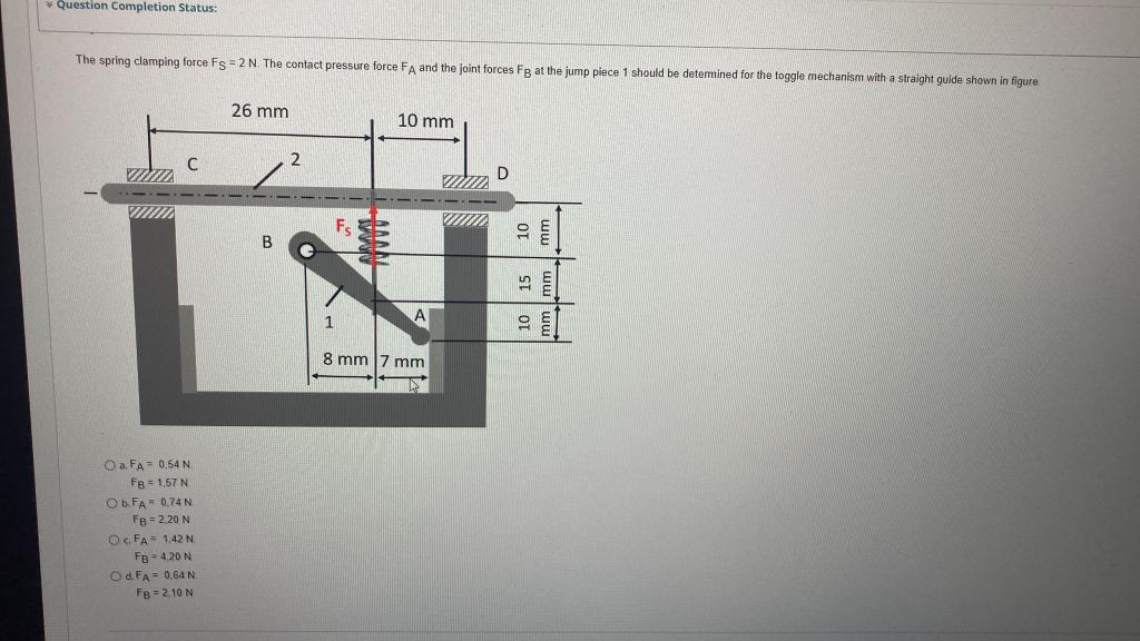 Solved The spring clamping force FS=2 N. The contact | Chegg.com