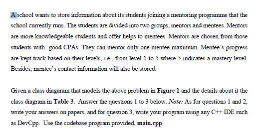 Solved A school wants to store information about its | Chegg.com