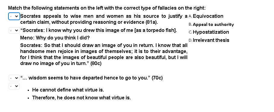 Match the following statements on the left with the | Chegg.com