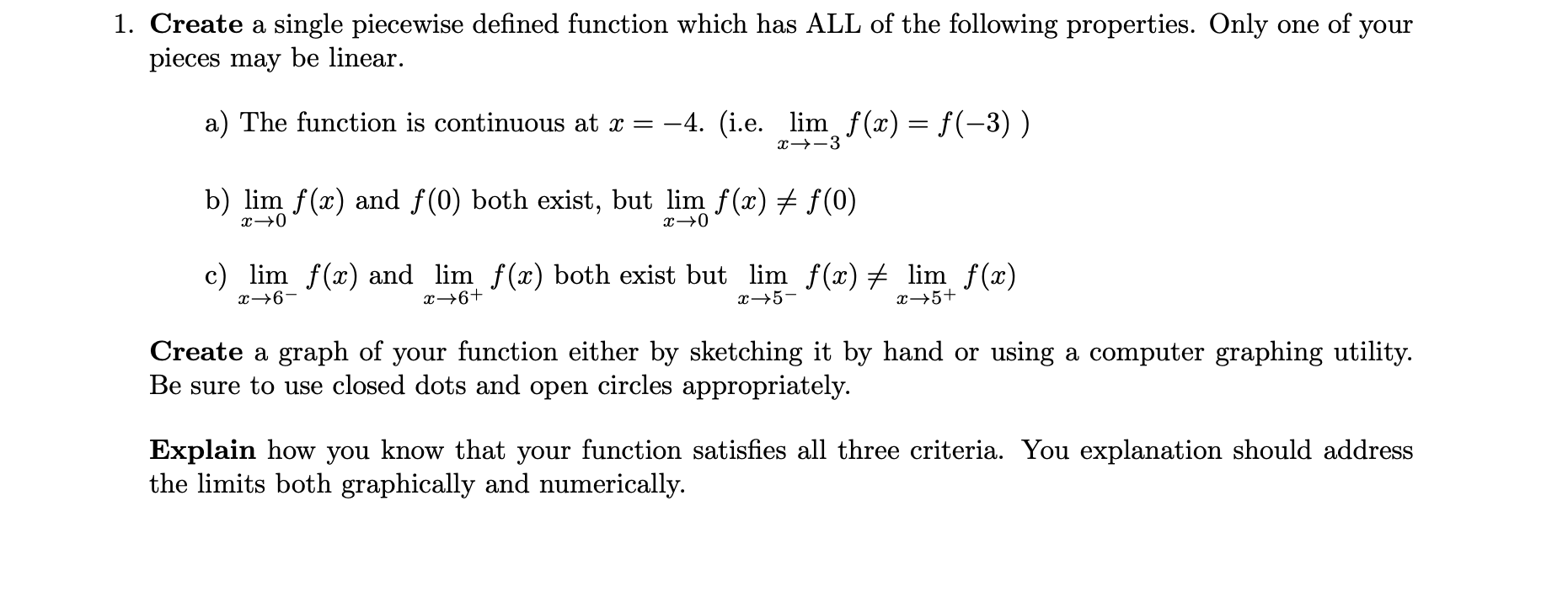 Solved 1. Create a single piecewise defined function which | Chegg.com