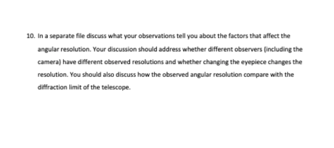 Solved Angular Resolution As we have discussed in lecture | Chegg.com