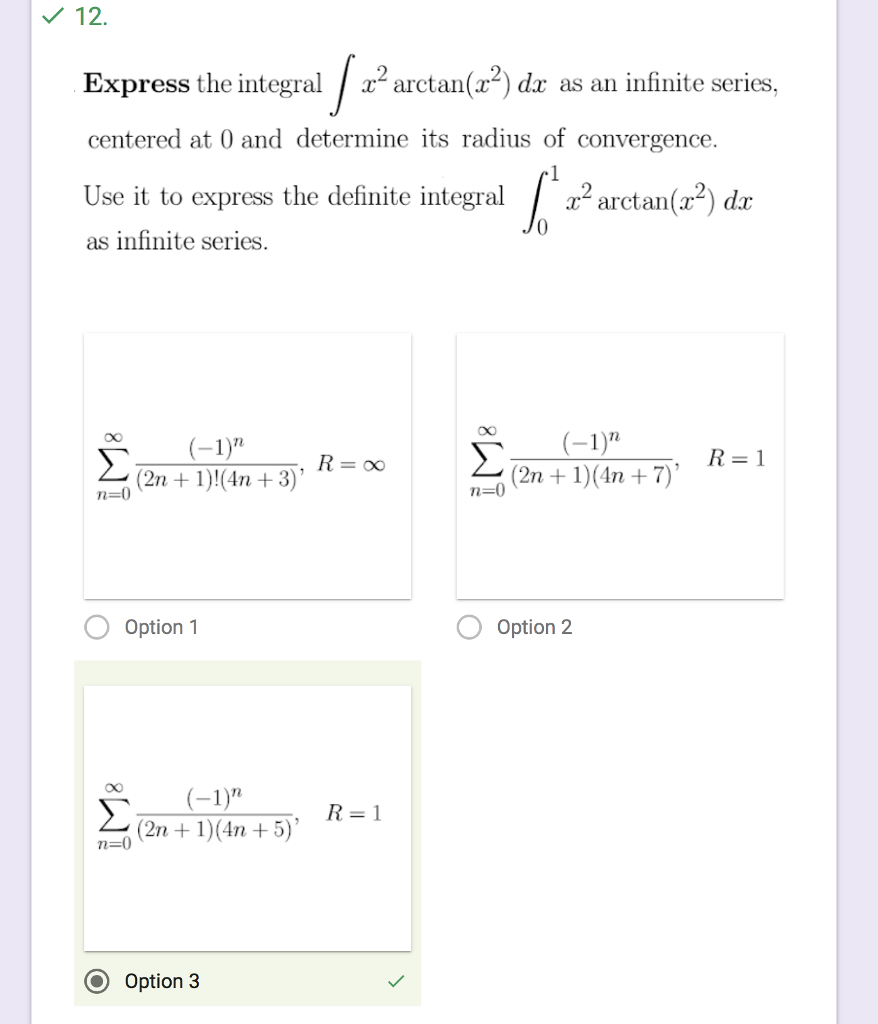 Solved 12 Express the integral /r- arctan(x^) dx as an | Chegg.com