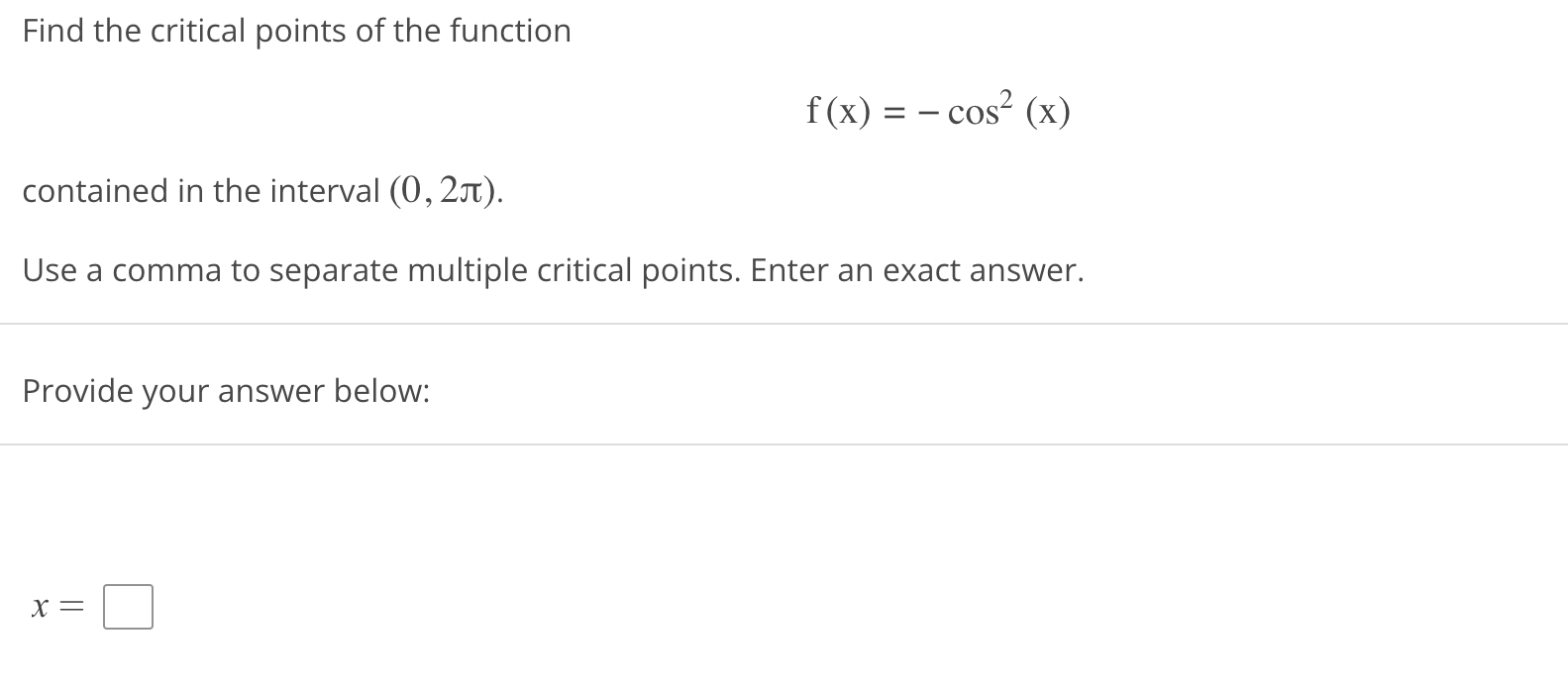 Solved Find the critical points of the function | Chegg.com