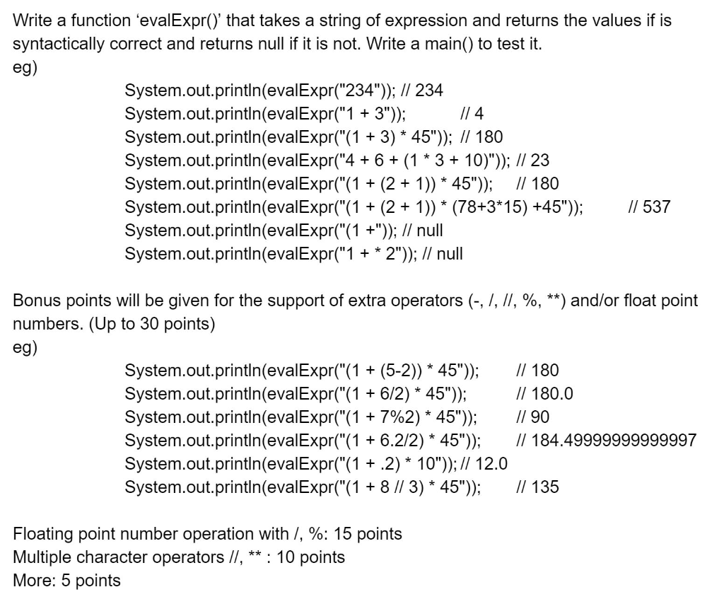Write a function 'evalExpr()' that takes a string of | Chegg.com