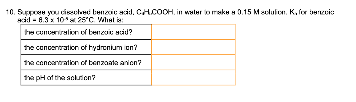 Solved Question10 ﻿suppose You Dissolved Benzoic Acid