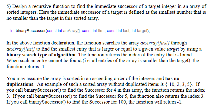 Solved PLEASE IMPLEMENT YOUR SOLUTION RECURSIVELY IN C++. IT | Chegg.com