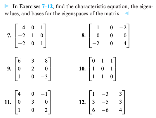 Solved In Exercises 7–12, find the characteristic equation, | Chegg.com