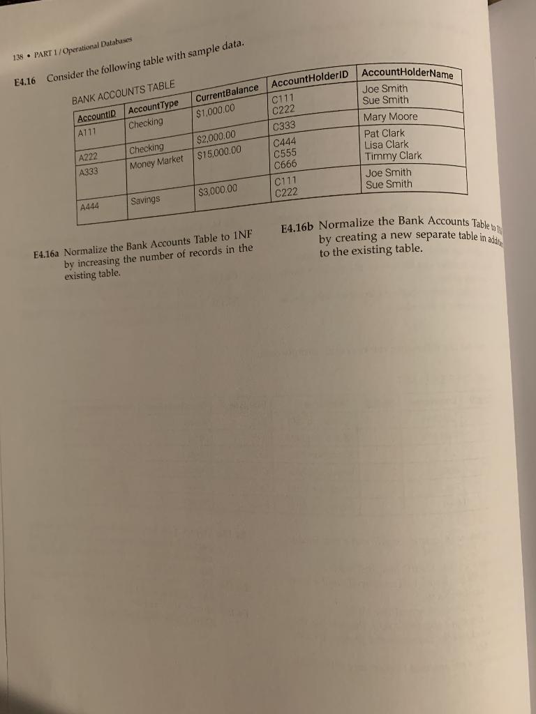 Solved 135 - PART 1/Operational Databases E4.16 Cor by | Chegg.com
