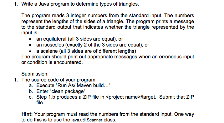 Solved 1. Write a Java program to determine types of | Chegg.com