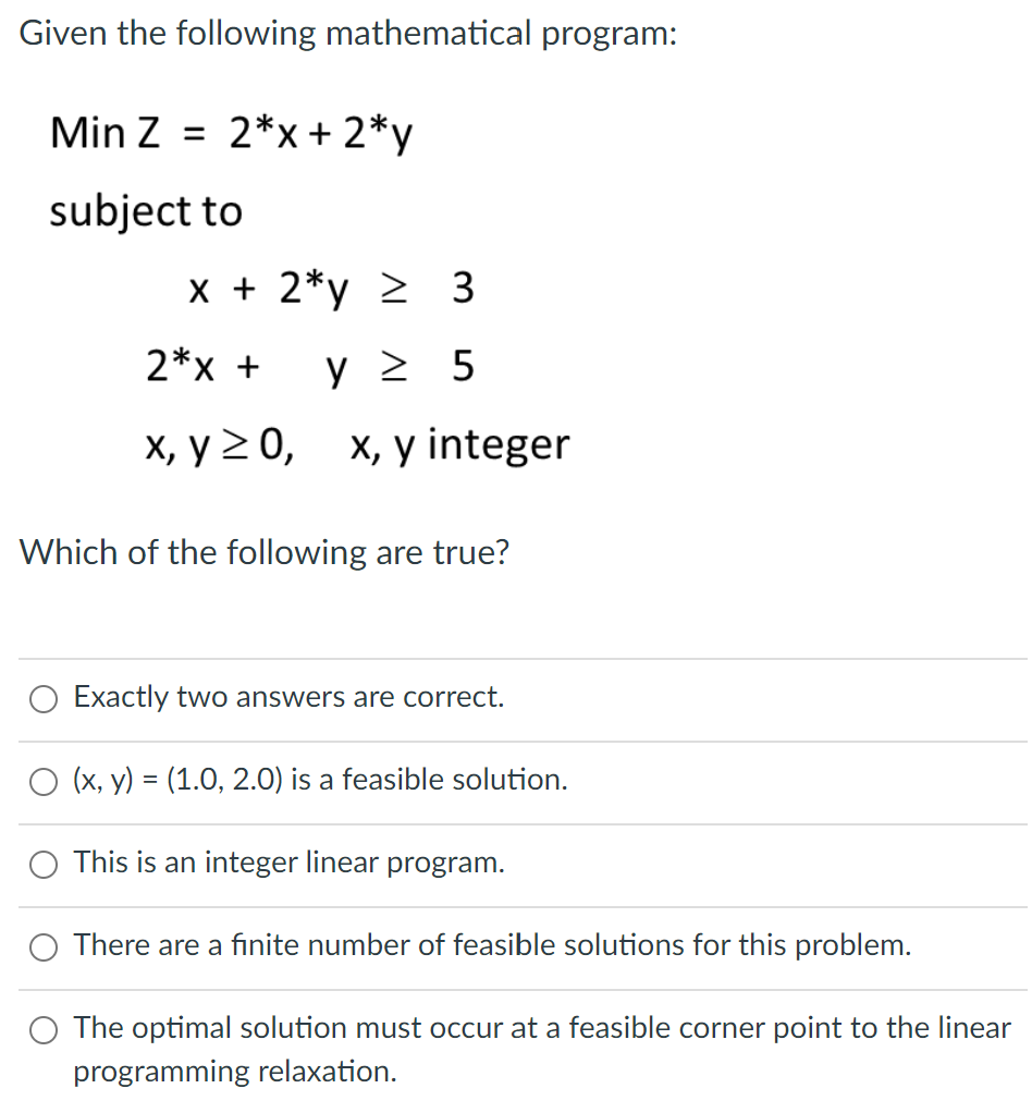 Solved 1. Given a mathematical program with objective | Chegg.com