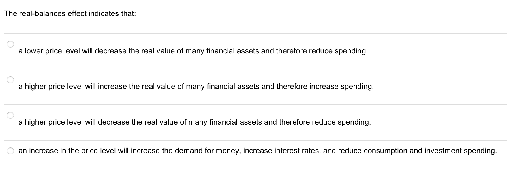 Solved The real-balances effect indicates that:a lower price | Chegg.com