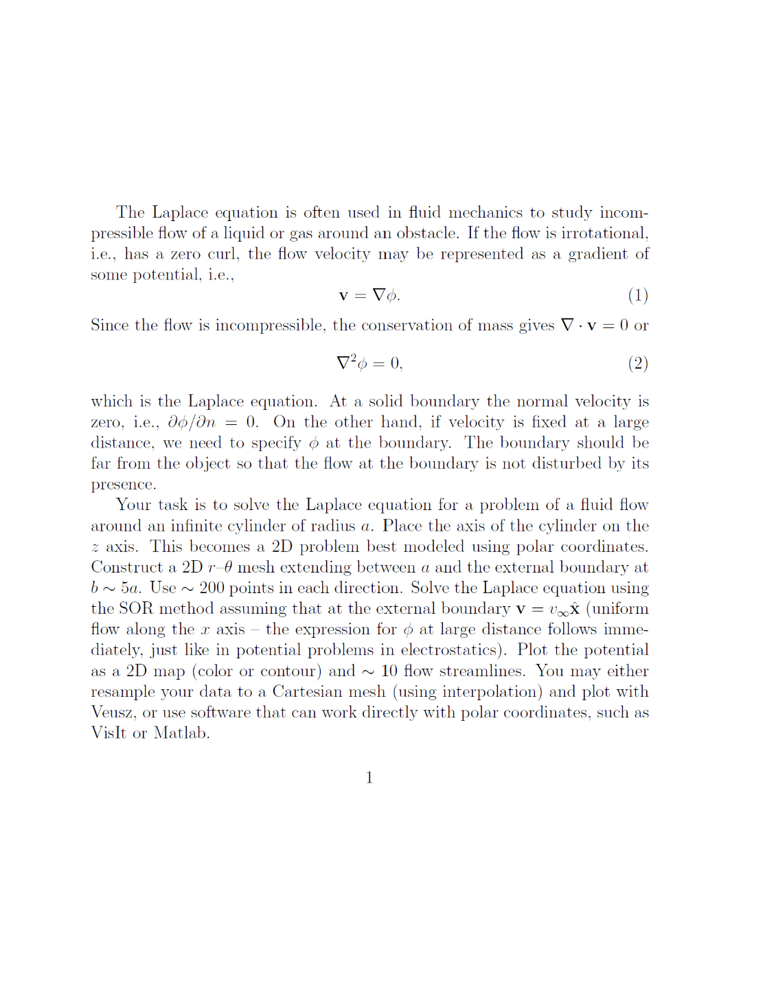 Solved The Laplace equation is often used in fluid mechanics | Chegg.com