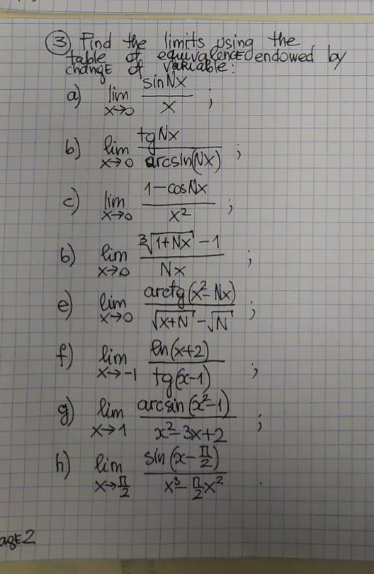 Solved ③ Find the limits using the equivalenced endowed | Chegg.com