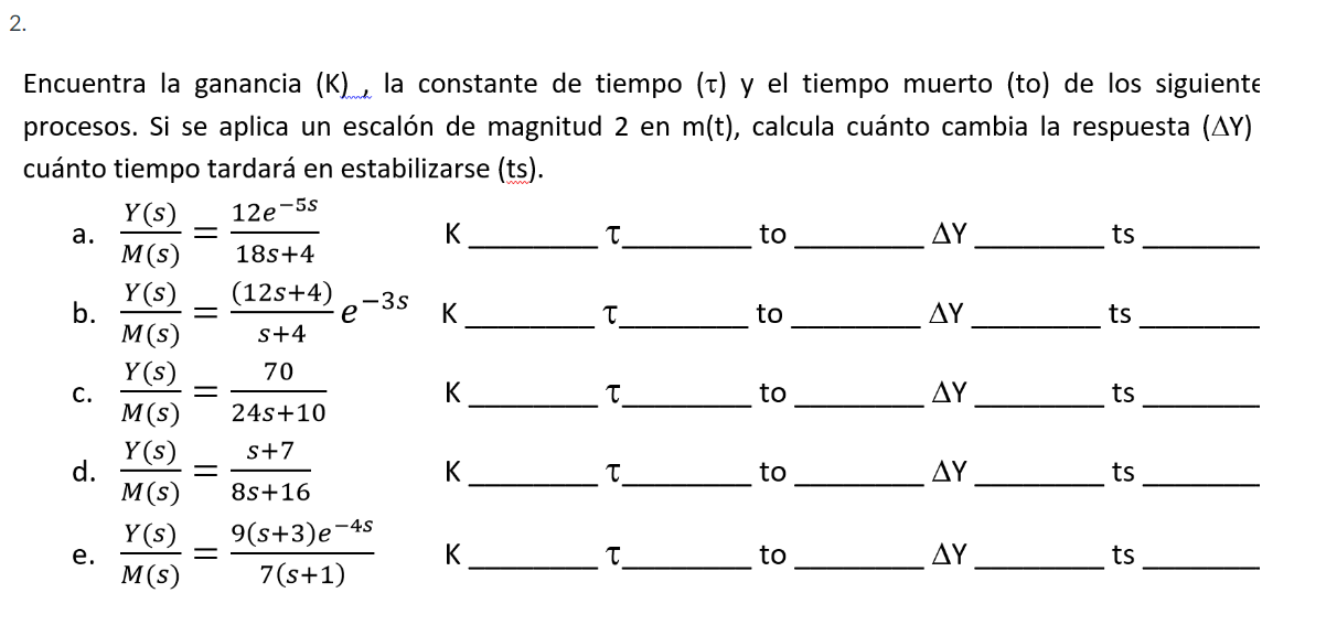 Find the gain, time constant, death time of the | Chegg.com