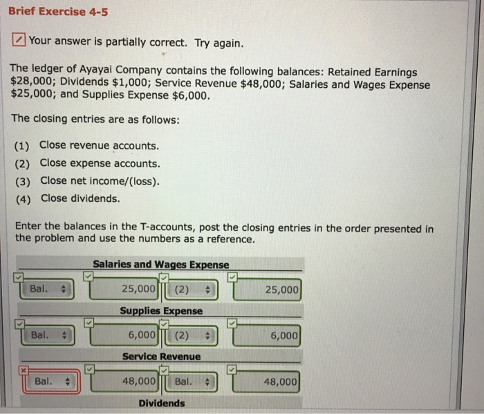 Solved Brief Exercise 4-5 Your answer is partially correct. | Chegg.com