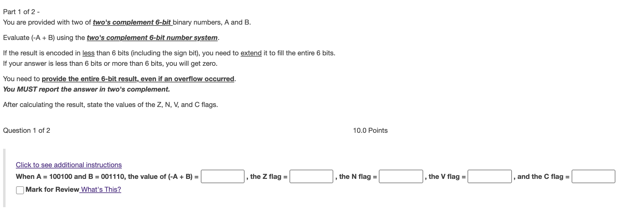 Solved Part 1 of 2 - You are provided with two of two's | Chegg.com