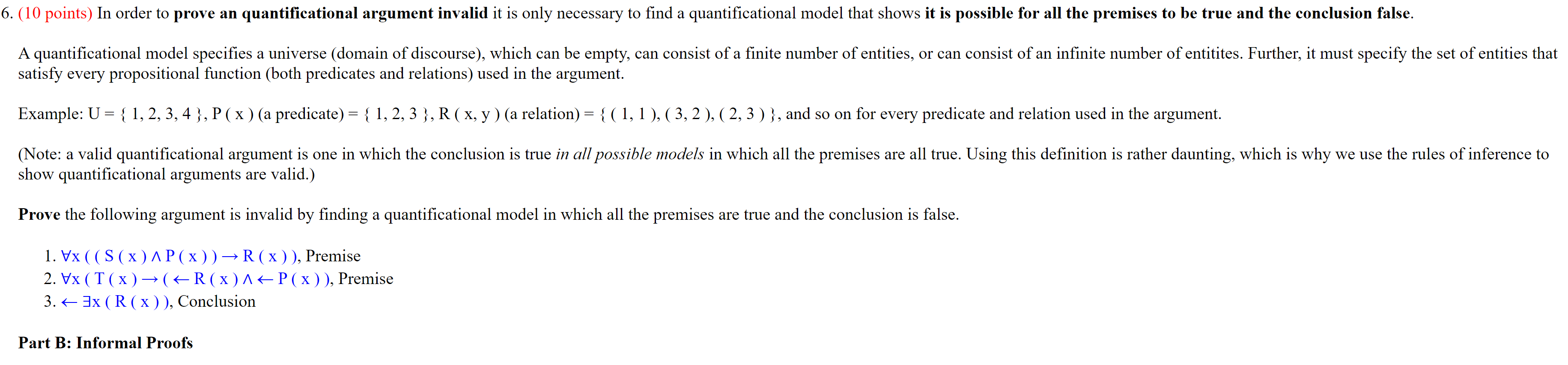 6. (10 points) In order to prove an quantificational | Chegg.com