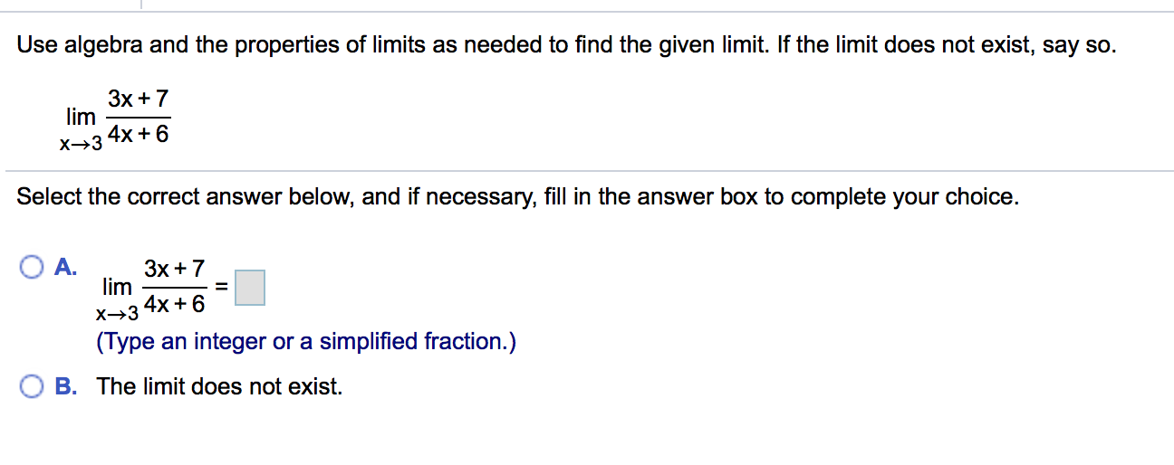 Solved Use algebra and the properties of limits as needed to | Chegg.com