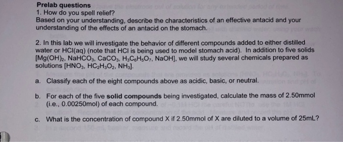 Solved Prelab questions 1. How do you spell relief? Based on | Chegg.com