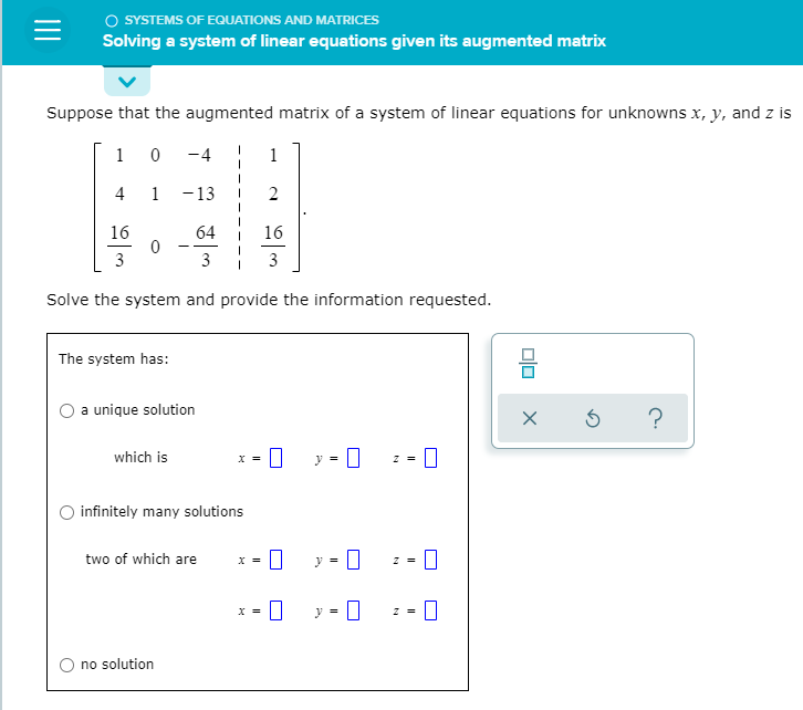 Solved III O SYSTEMS OF EQUATIONS AND MATRICES Solving a | Chegg.com