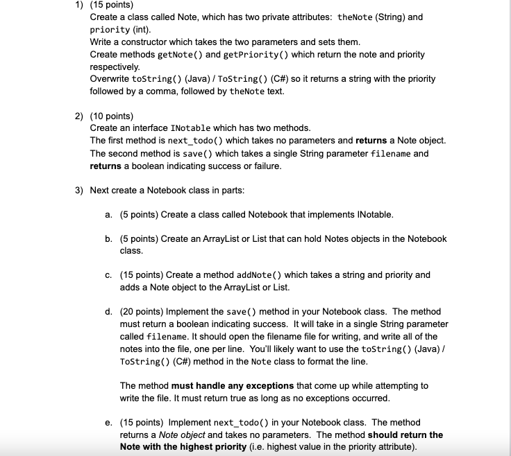 Solved 1 15 Points Create A Class Called Note Which Has