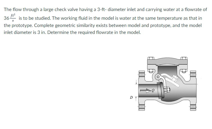 Solved The flow through a large check valve having a | Chegg.com