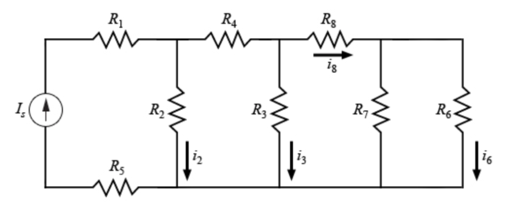 Solved For the circuit shown, calculate i2, i3, i6, and i8 | Chegg.com