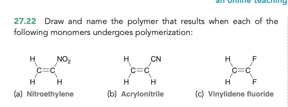 Solved 27.22 Draw and name the polymer that results when | Chegg.com