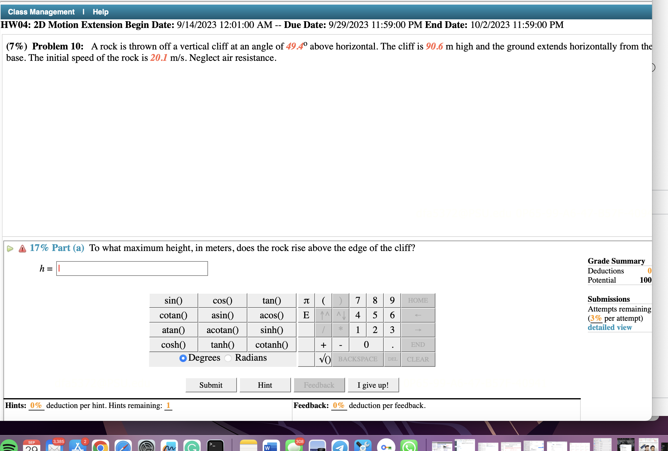 Solved HW04: 2D Motion Extension Begin Date: 9/14/2023 | Chegg.com