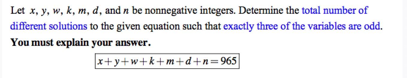 Solved Let x, y, w, k, m, d, and n be nonnegative integers. | Chegg.com