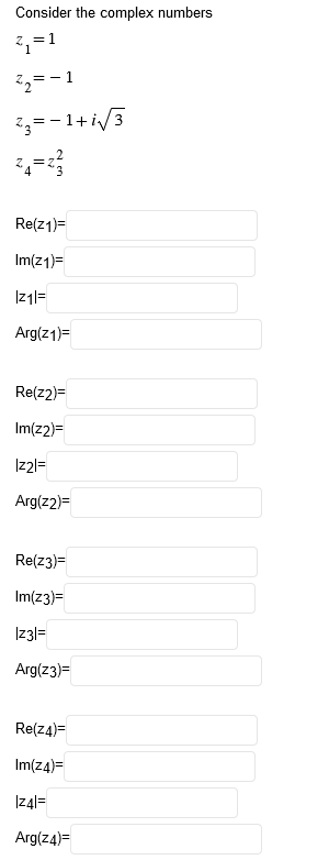 Consider the complex numbers | Chegg.com